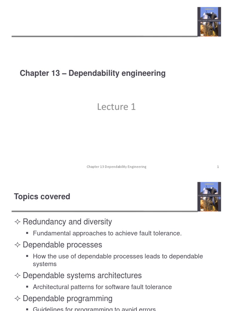 1 Chapter 13 Dependability Engineering | PDF | Fault Tolerance | Specification (Technical Standard)
