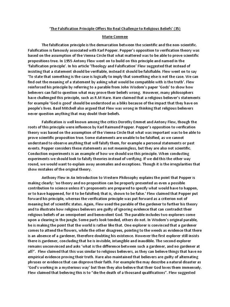 The Falsification Principle Offers No Real Challenge to Religious ...