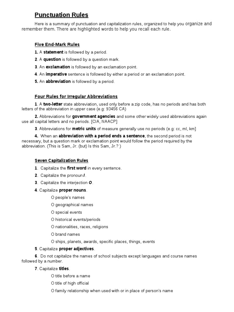 Punctuation Rules | PDF | Comma | English Grammar
