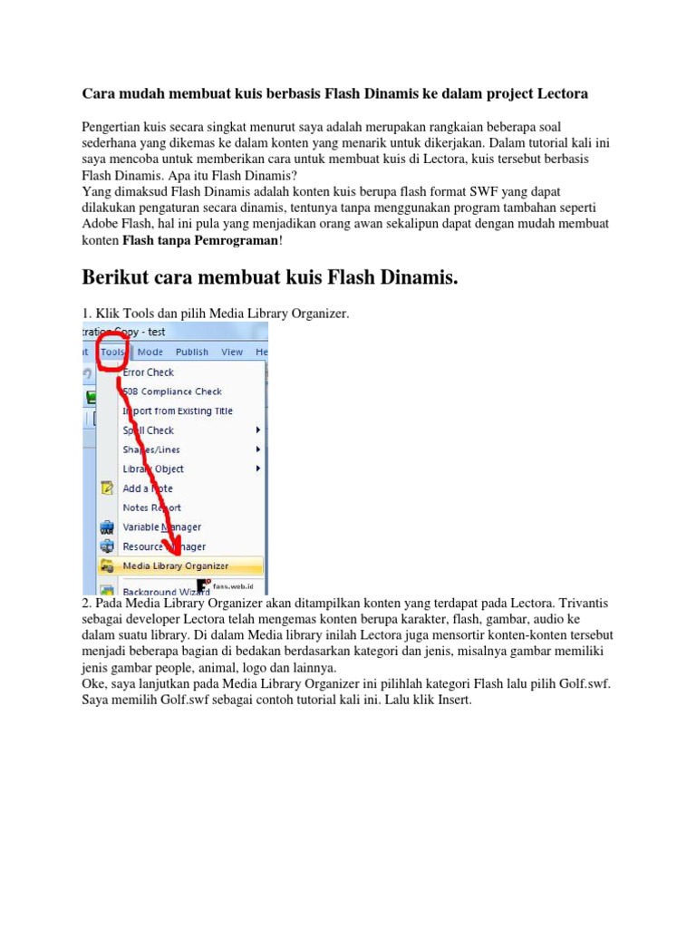 Cara Mudah Membuat Kuis Berbasis Flash Dinamis Ke Dalam Project Lectora | PDF | Game & Aktivitas ...