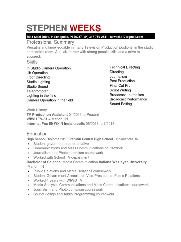 Resume Stephen Weeks | PDF