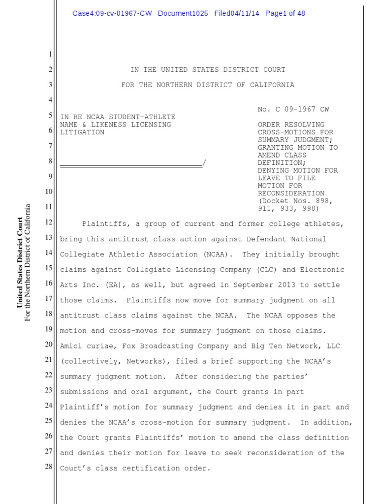 Judge Claudia Wilken Opinion | PDF | Summary Judgment | First Amendment ...