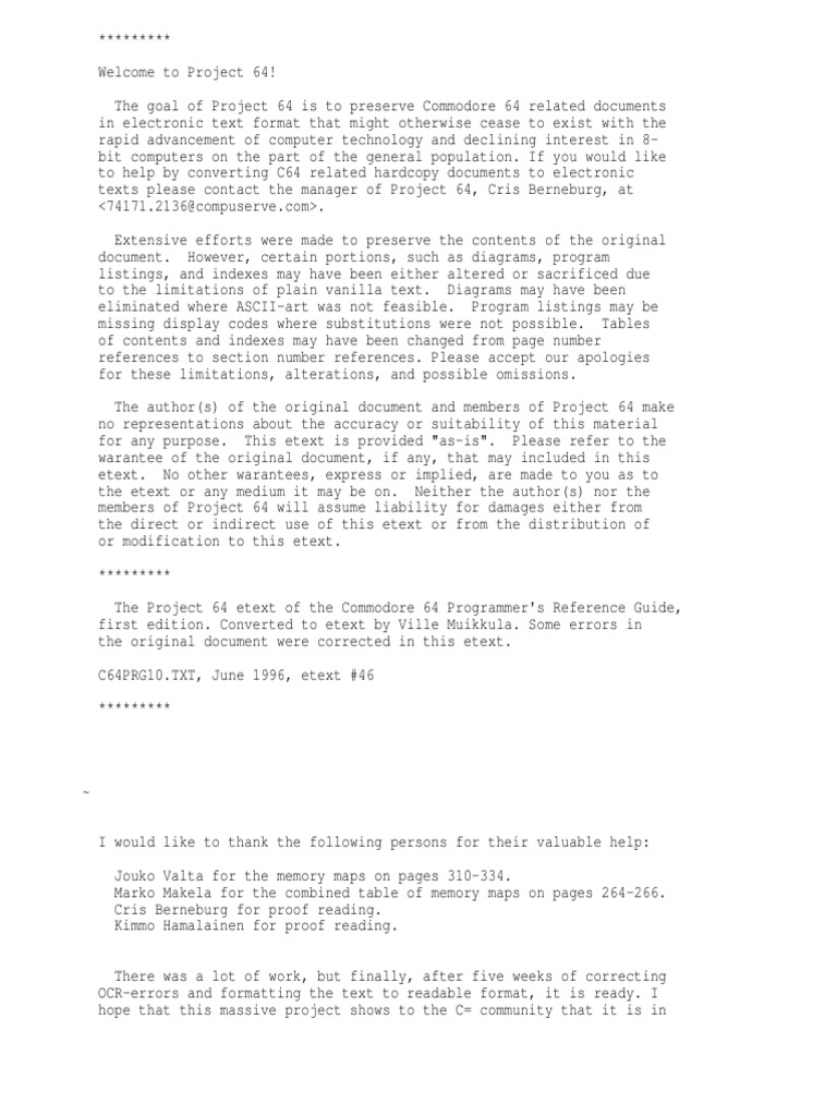 Commodore 64 Programmer's Reference Guide | PDF | Array Data Structure ...