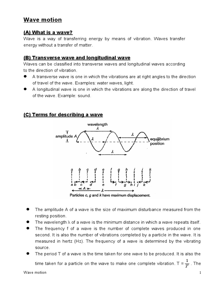 Wave Motion: (A) What Is A Wave? | PDF | Social Science