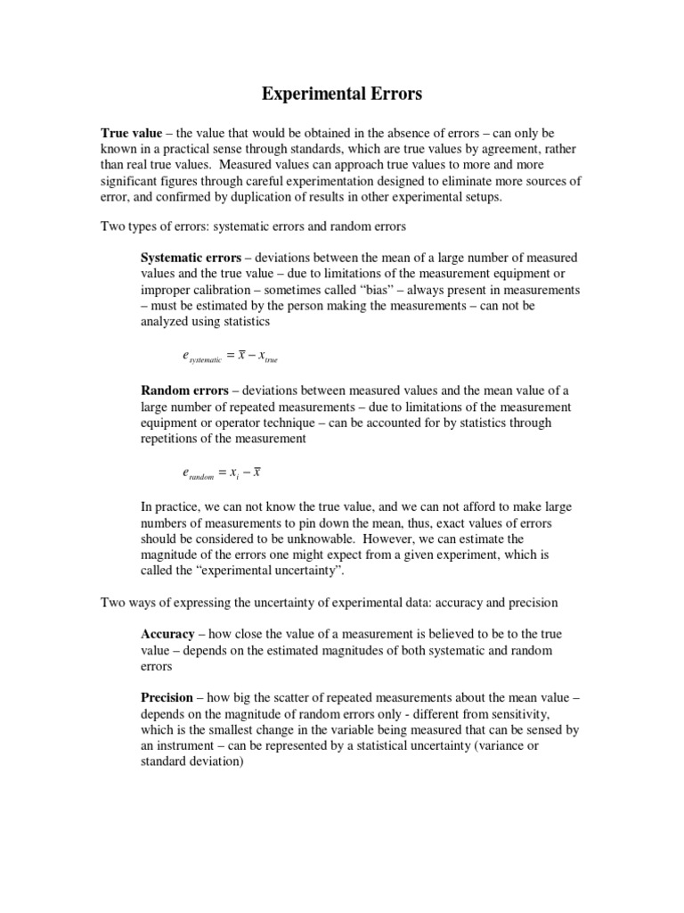 Errors Experimental | PDF | Observational Error | Standard Deviation