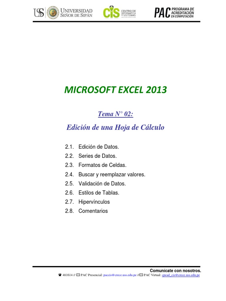 Material de Computacion II - Temas #02 | PDF | Hoja de cálculo | Microsoft Excel