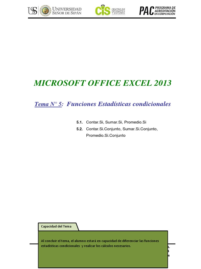 Material de Computacion II - Temas #05 | PDF | Función (Matemáticas) | Microsoft Excel
