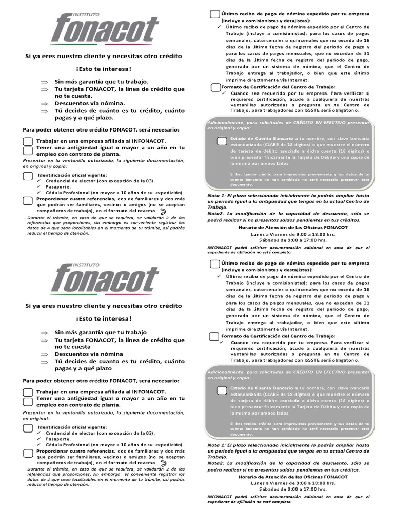 Requisitos para Crédito FONACOT | PDF | Bancos | Science
