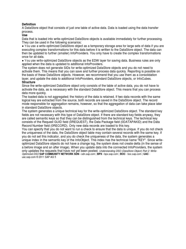 Understanding Dso Datastore Object Part 2 Write Pdf Database Index Information Science 