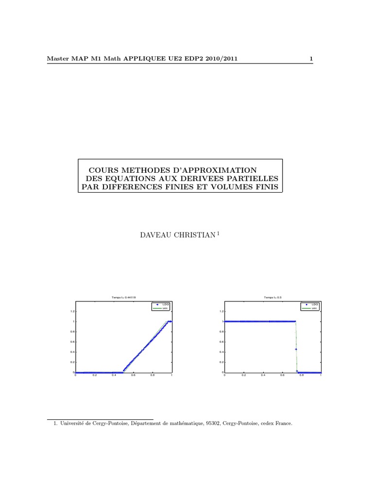 Cours Methodes D'Approximation Des Equations Aux Derivees Partielles ...