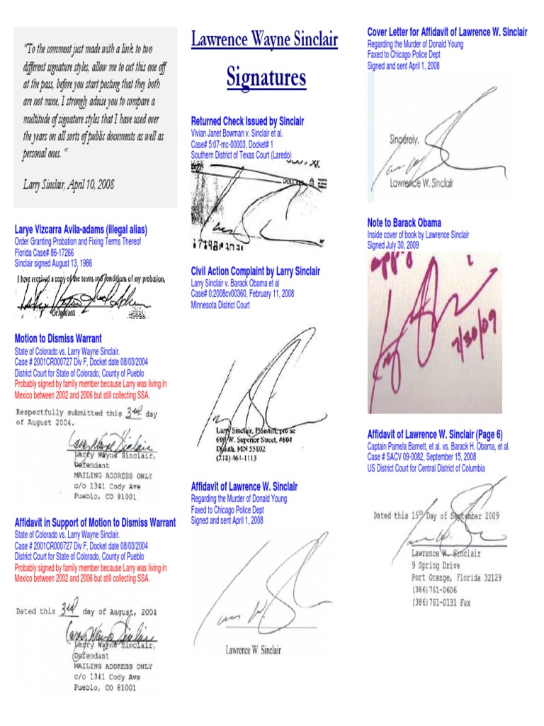 Larry Sinclair Signatures | PDF | Public Law | Common Law