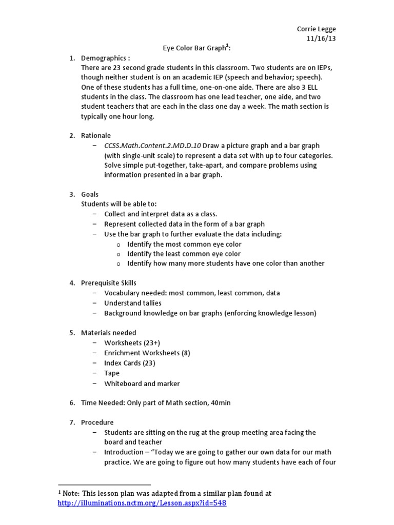 Lesson Plan 2 - Eye Color Bar Graph | PDF | Color | Chart