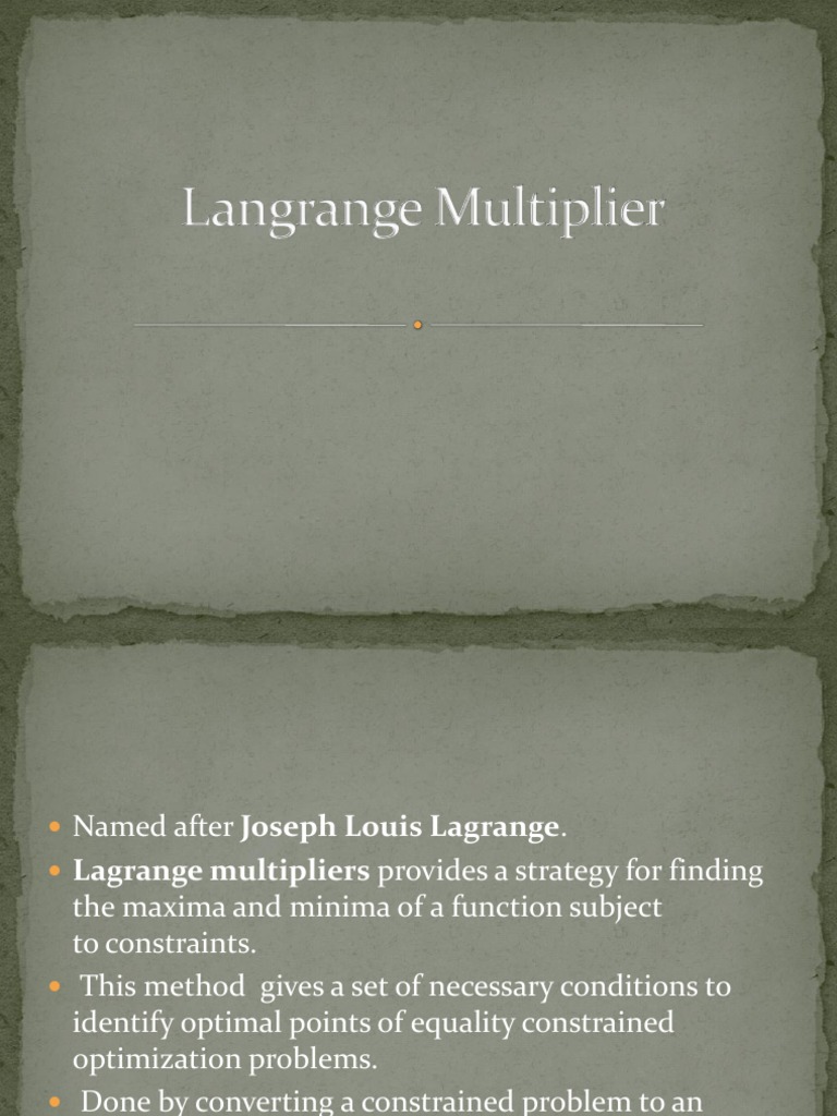 Lagrange Multiplier | PDF | Areas Of Computer Science | Mathematical ...