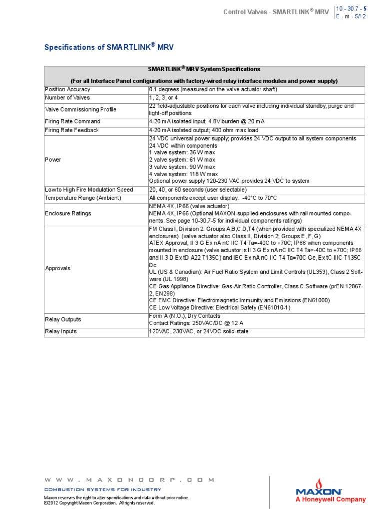 E Smartlink MRV M Specs Instructions | PDF | Valve | Relay