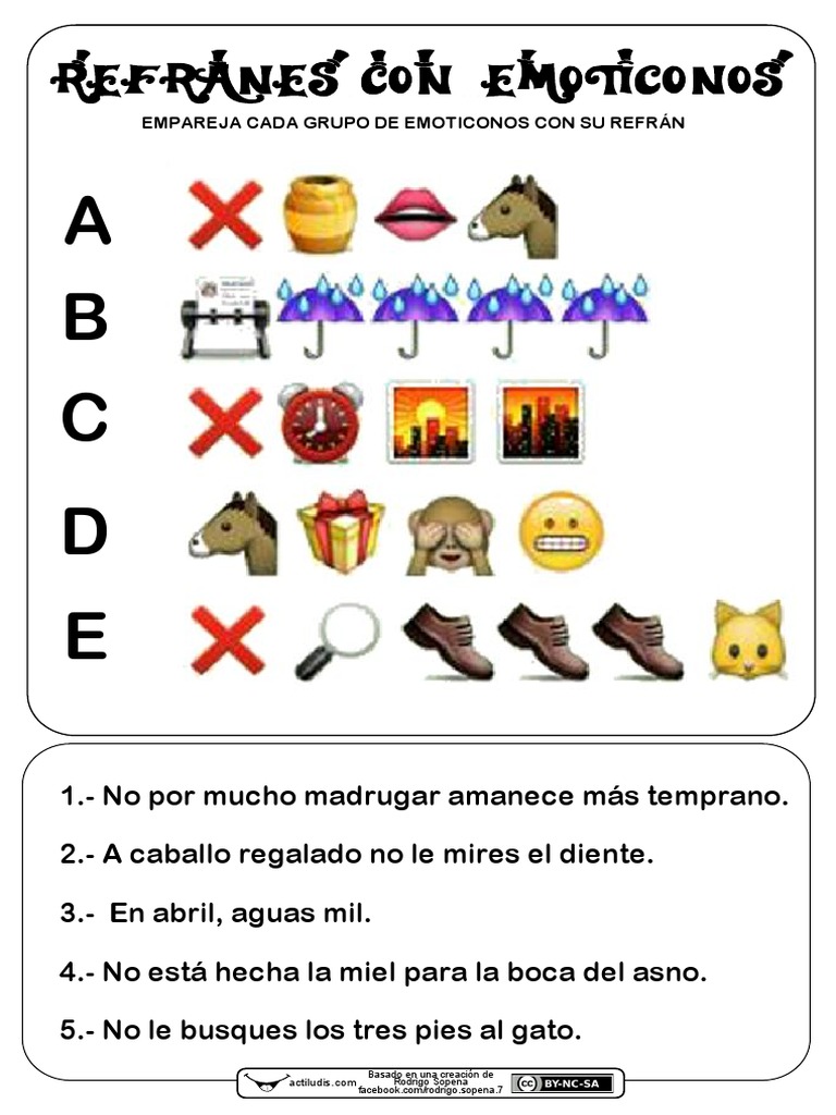 Refranes Con Emoticonos 1 | PDF