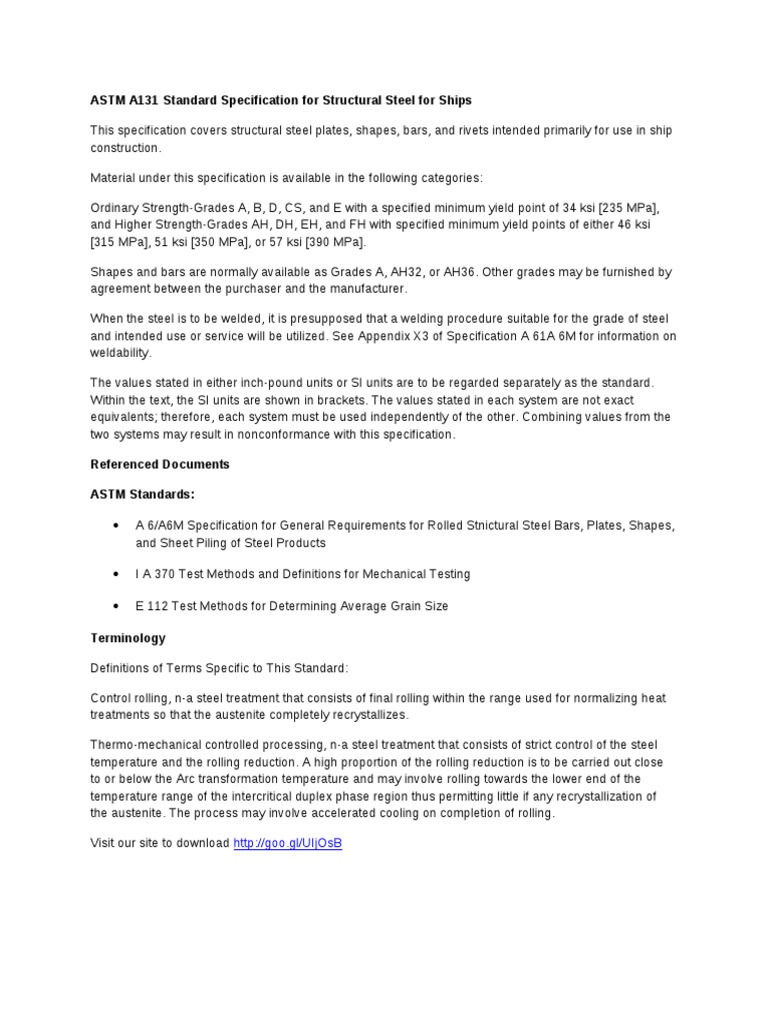 ASTM A131 Standard Specification For Structural Steel For Ships | PDF