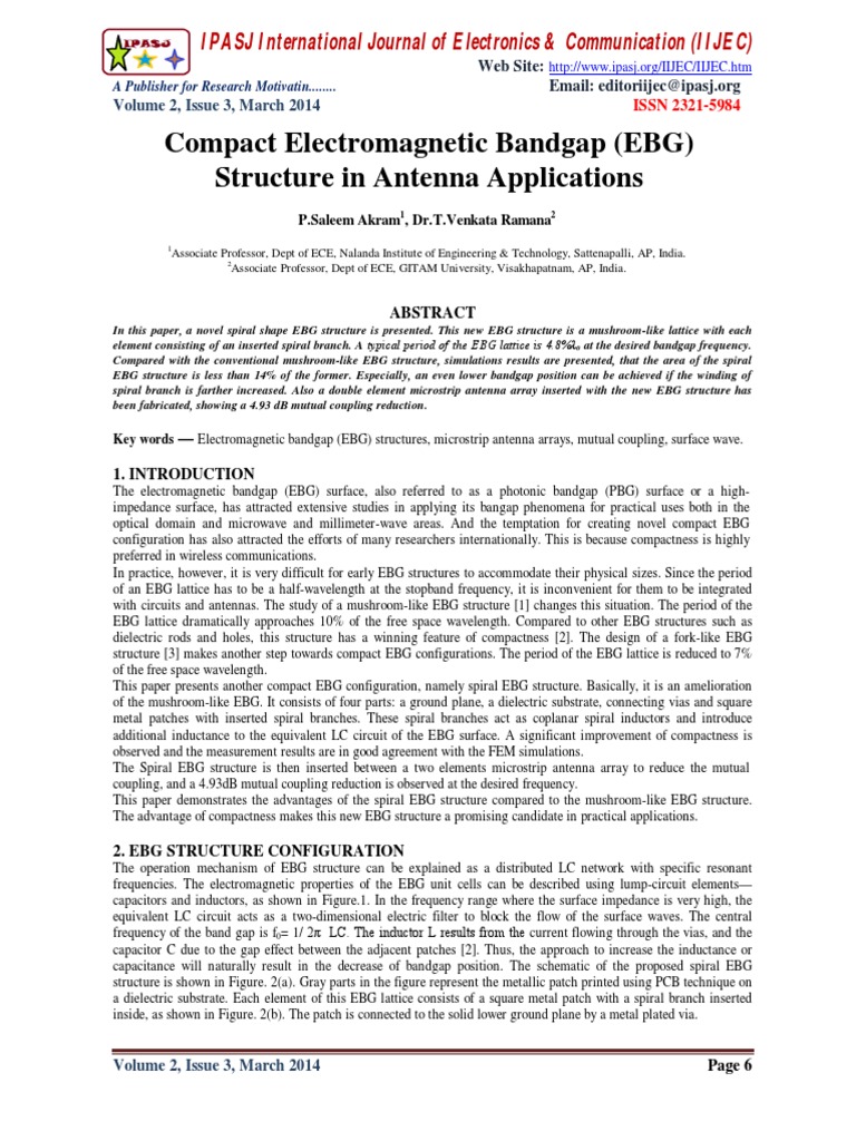 Compact Electromagnetic Bandgap (EBG) Structure in Antenna Applications ...