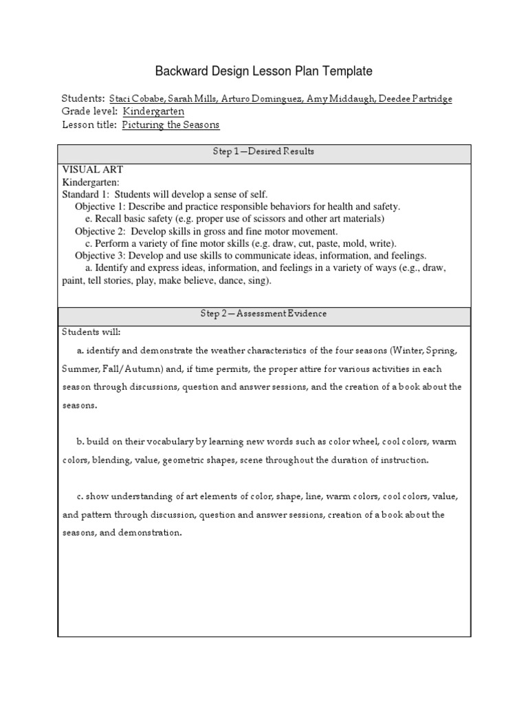 Visual Art Lesson Plan For Integrating Arts 4000 | PDF | Teaching ...