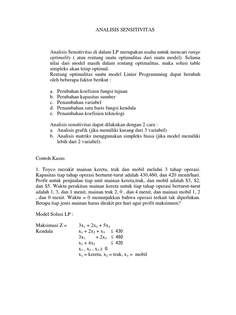 Analisis Sensitivitas | PDF