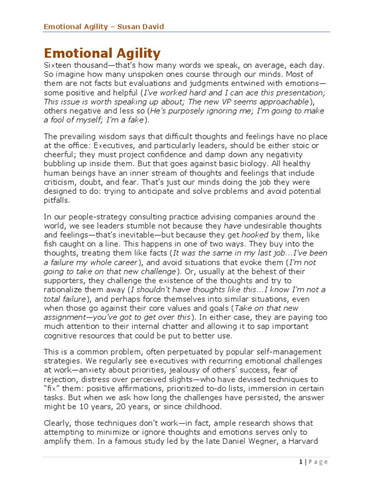 Emotional Agility | Emotions | Self-Improvement