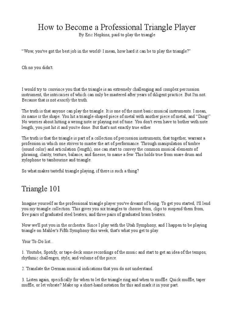 How To Become A Professional Triangle Player | PDF | Orchestras ...