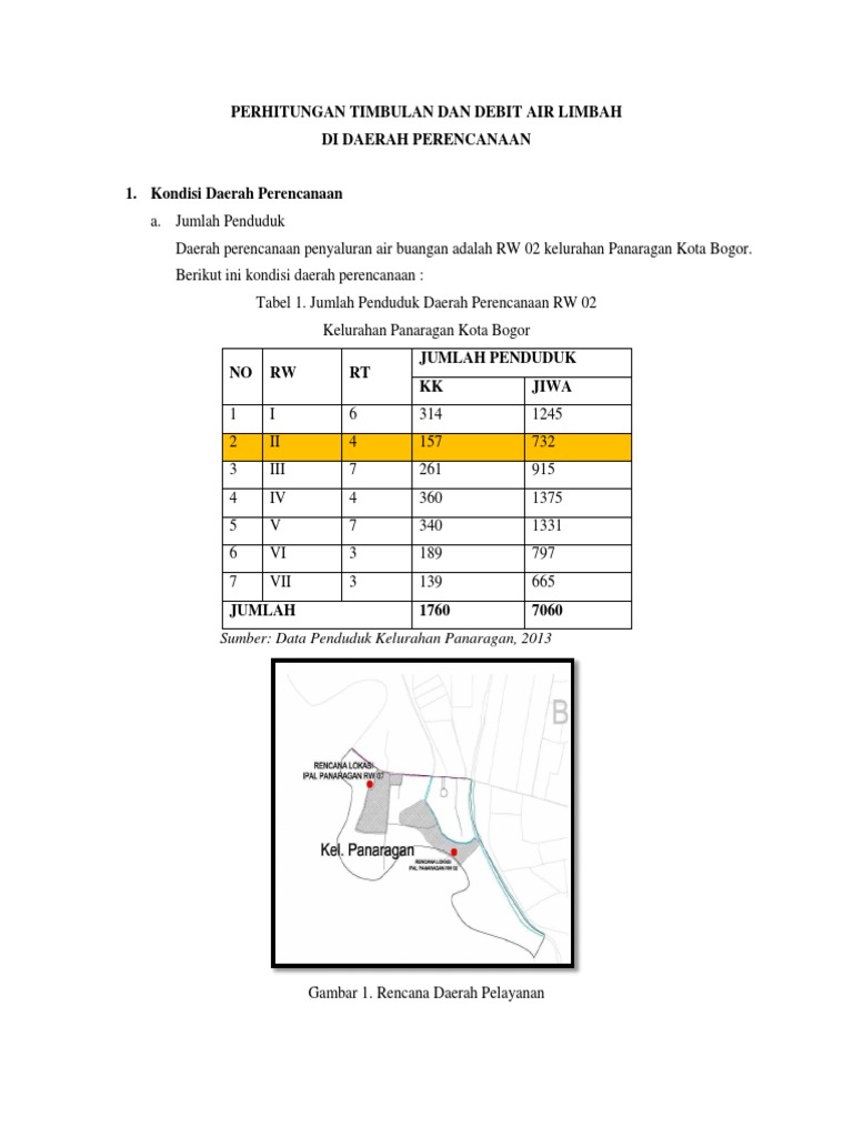 Perhitungan Timbulan Dan Debit Air Limbah | PDF