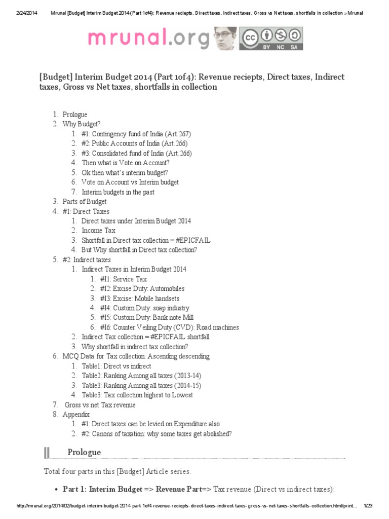 Mrunal [Budget] Interim Budget 2014 (Part 1of4)_ Revenue reciepts ...