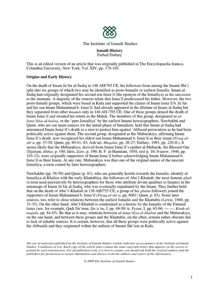 Ismaili History - Encyclopedia Iranica | PDF | Isma'ilism | Abrahamic ...