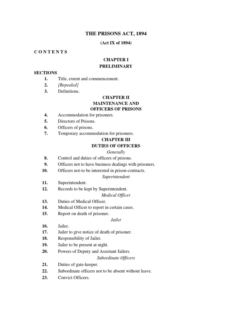 Pakistan The Prisons Act 1894 | PDF | Solitary Confinement | Prison