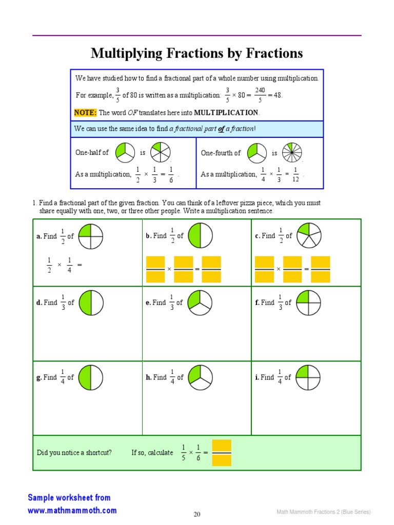 Fractions 2 Multiplying Fractions by Fractions | PDF | Fraction ...