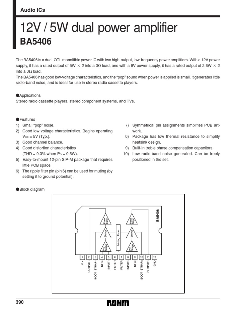 A Detailed Review of the BA5406 12V/5W Dual Power Amplifier IC Suitable ...