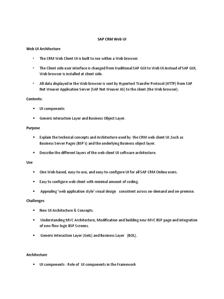Sap Crm Web Ui Pdf Customer Relationship Management Model View Controller
