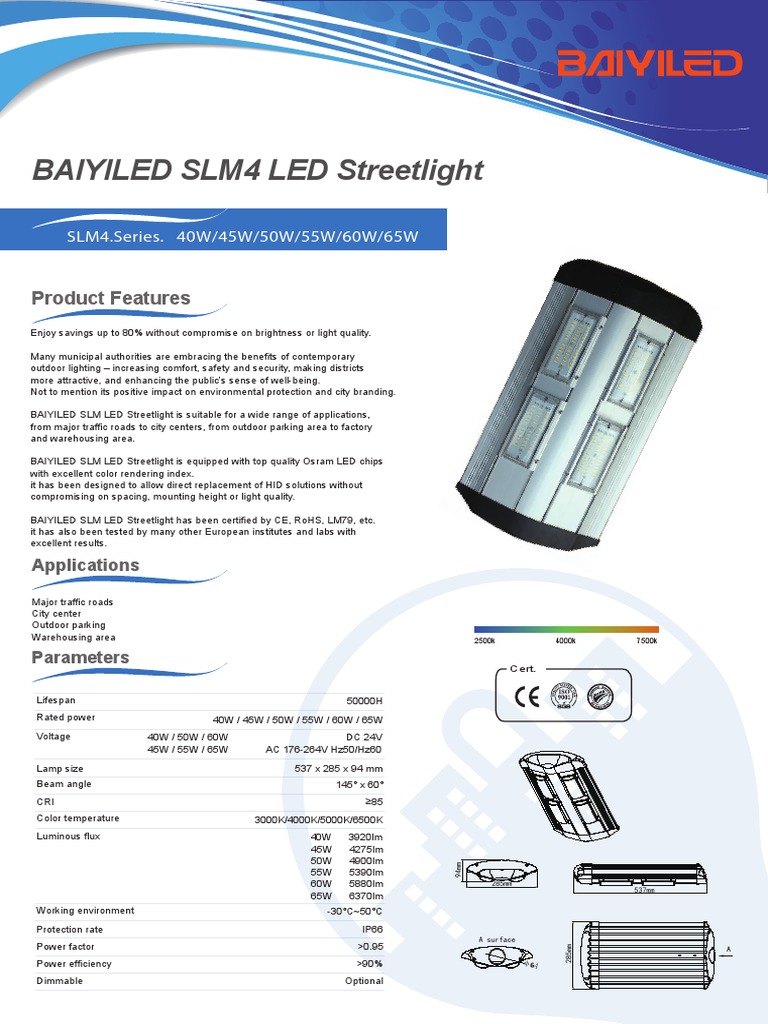 Baiyiled Slm4 Led Streetlight | PDF