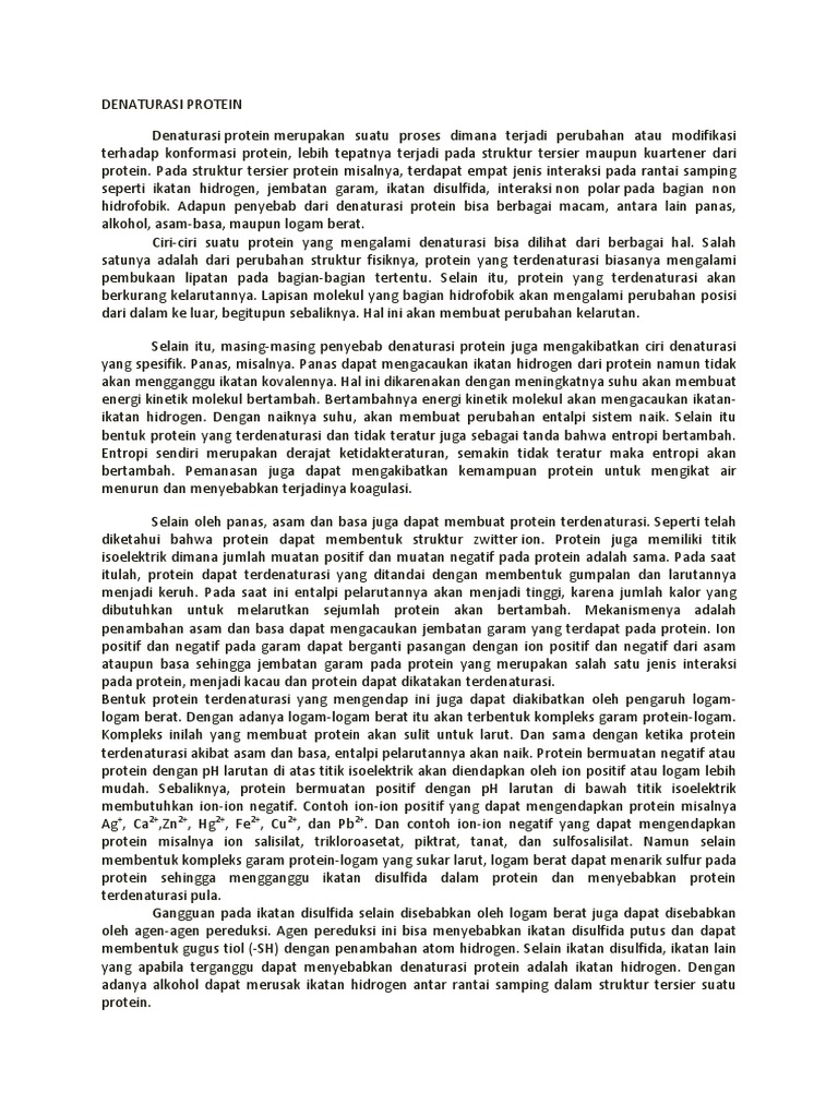 Denaturasi Protein | PDF