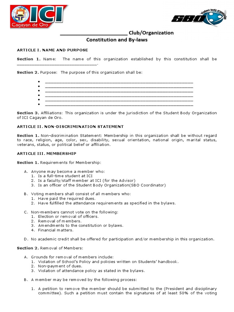 Organization Constitution and ByLaws | PDF | Committee | By Law
