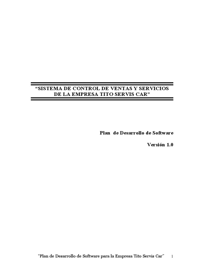 Plan de Software para Tito Servis Car | PDF | Ingeniería de software ...