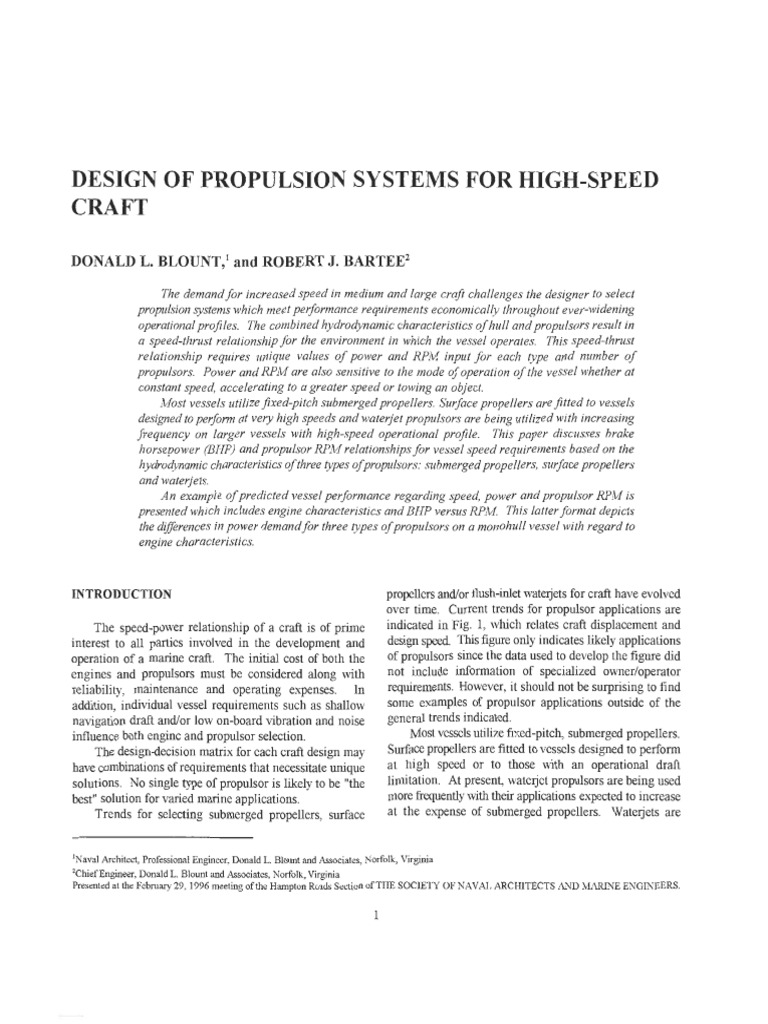High-Speed Boat Propulsion Systems Design | PDF | Propeller | Drag ...