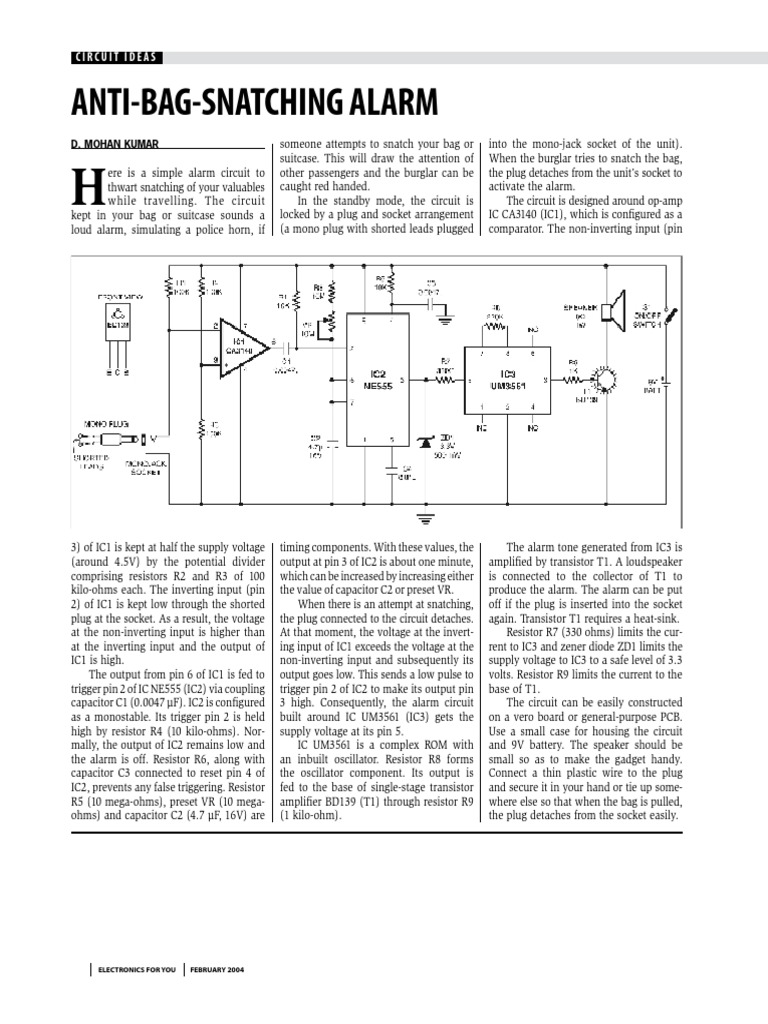 Anti Bag Snatching Alarm | PDF | Electronic Circuits | Electrical ...