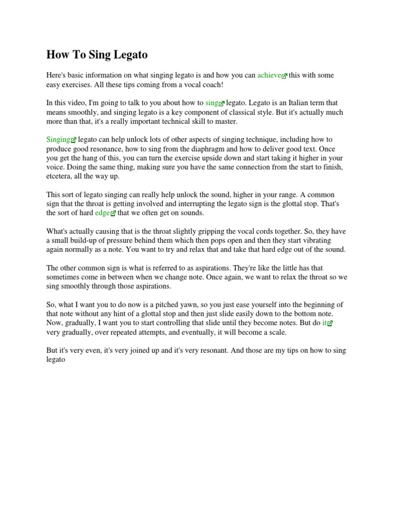 How To Sing Legato | PDF | Singing | Human Voice