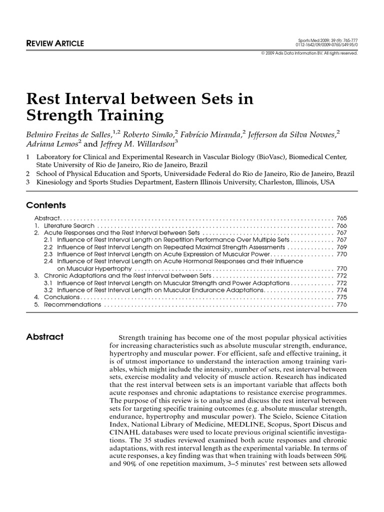Optimal Rest Intervals for Strength Training | PDF | Strength Training ...