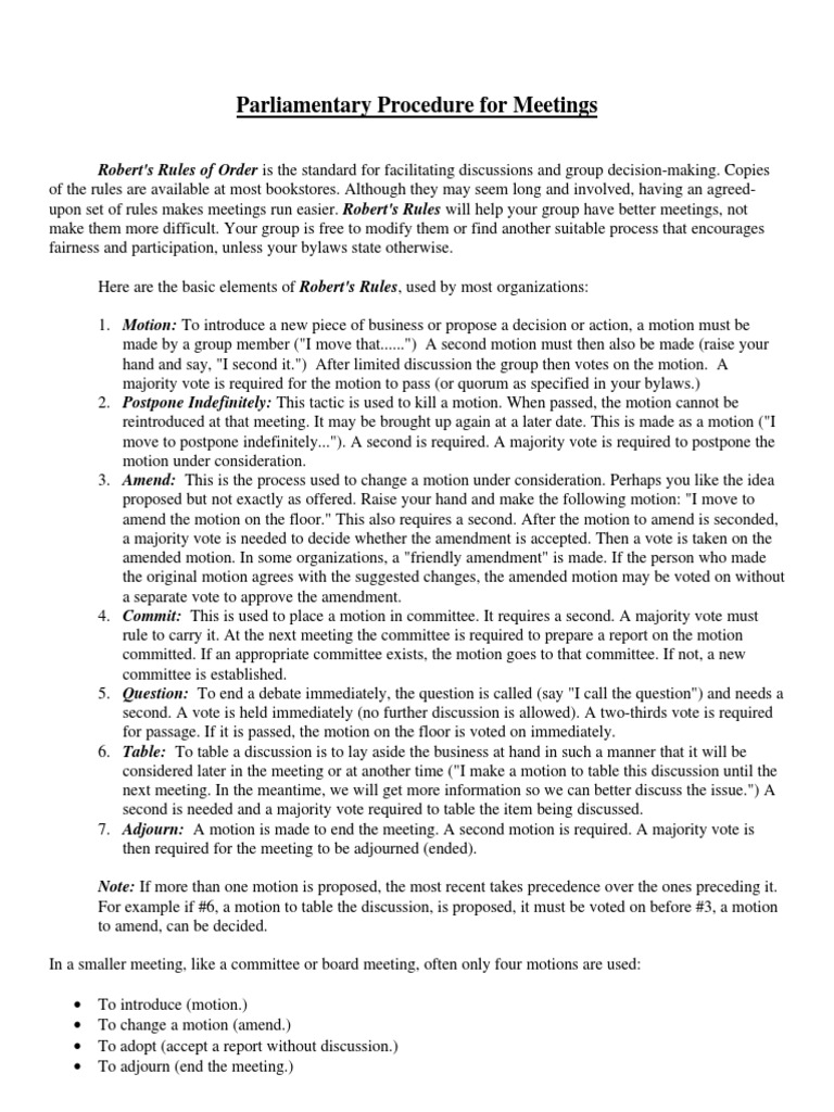 Roberts Rules of Order | PDF | Chairman | Parliamentary Procedure