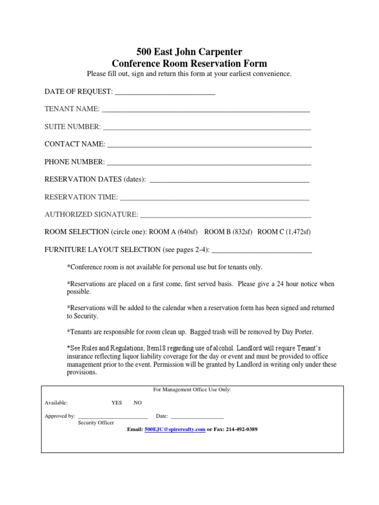 Conference Room Reservation Form | PDF