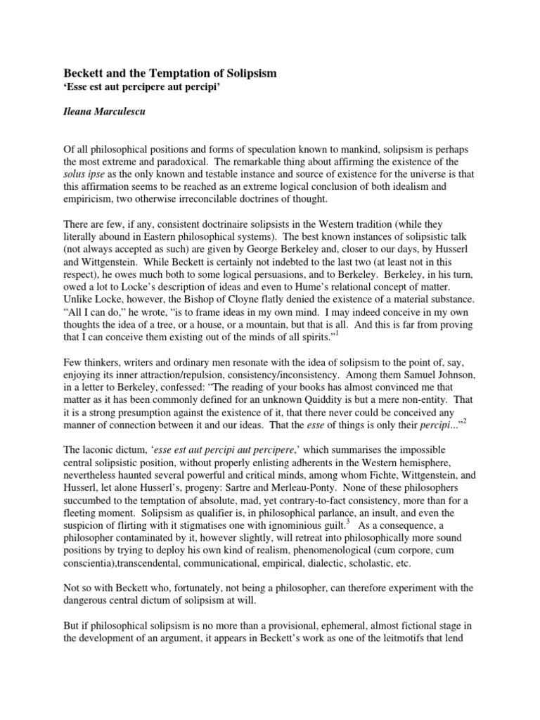 Beckett and The Temptation of Solipsism | PDF