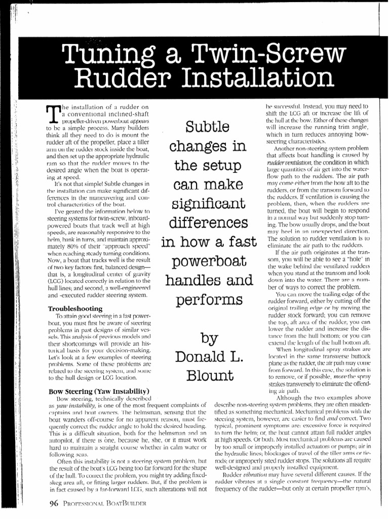 Tuning A Twin-Screw Rudder Installation | PDF | Rudder | Propeller