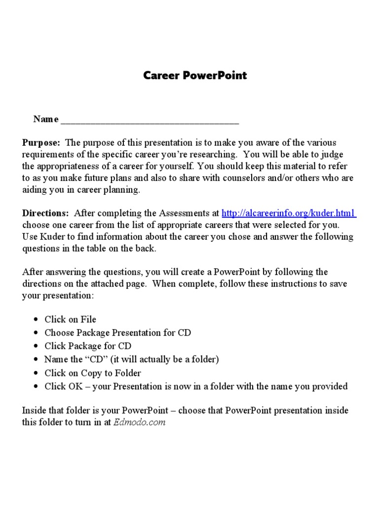 Career Research PowerPoint Guide | PDF | Business | Computers