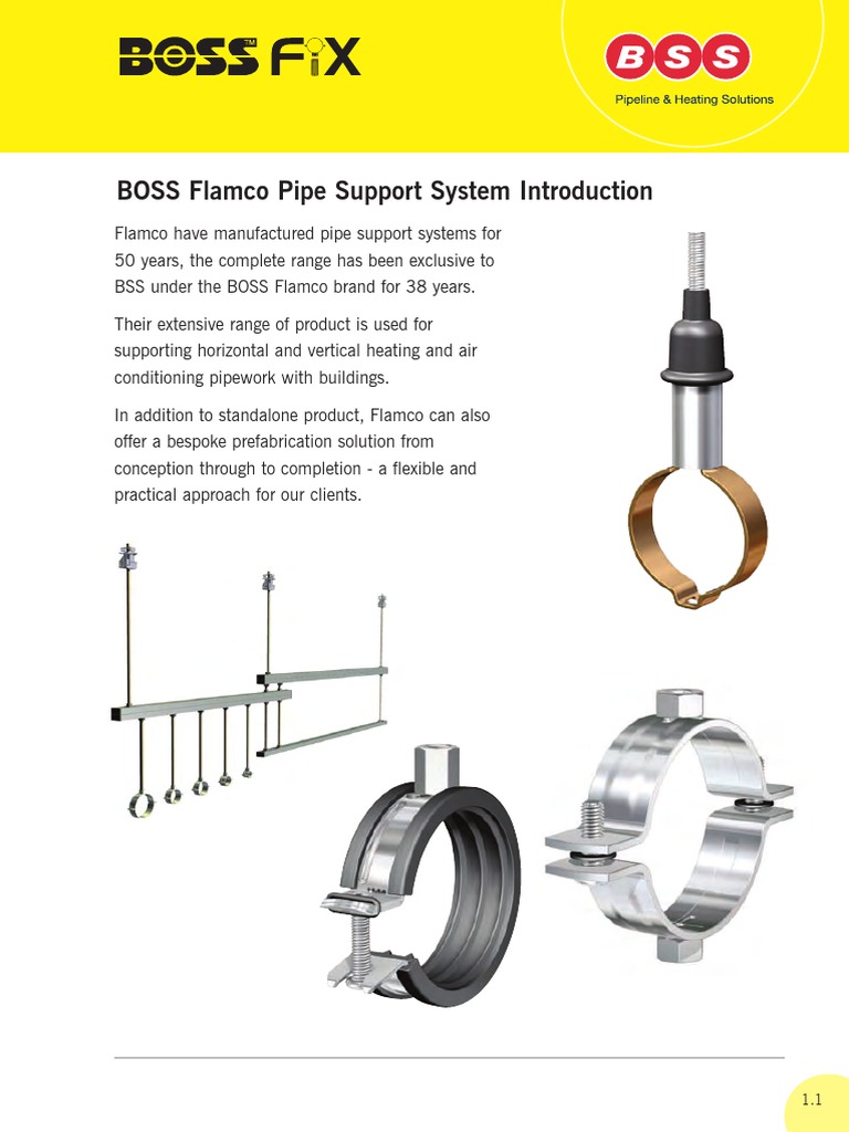 BOSS Flamco Pipe Support System | PDF | Pipe (Fluid Conveyance) | Screw