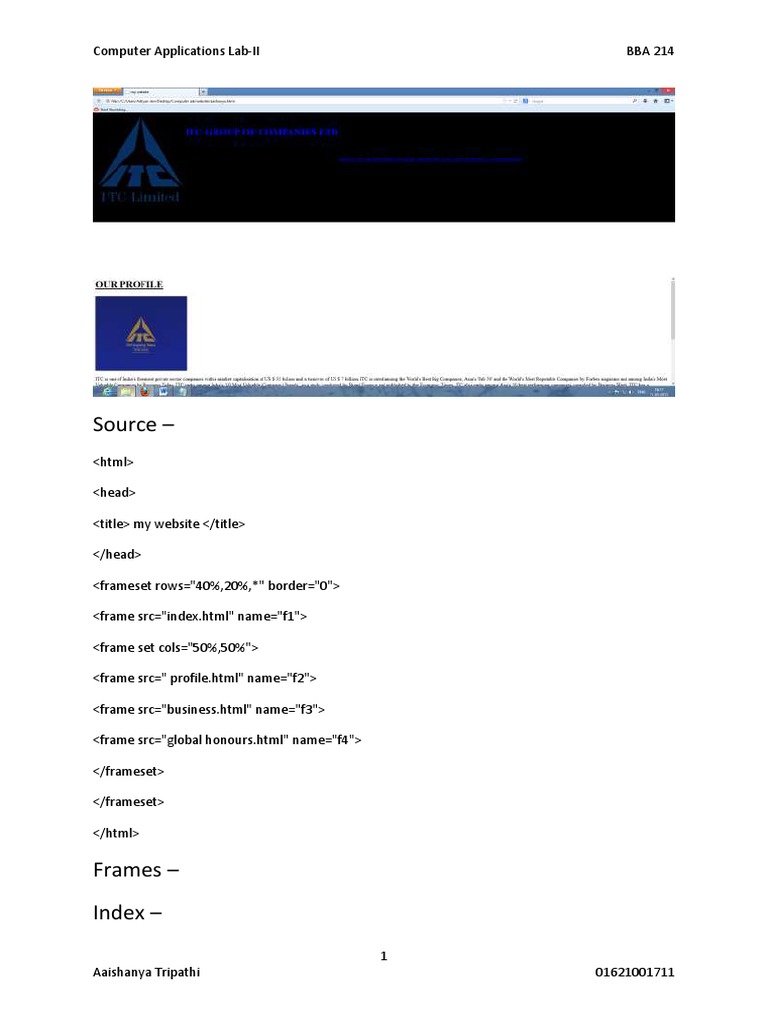 Basic HTML Website With Source Coding | PDF | Strategic Management ...
