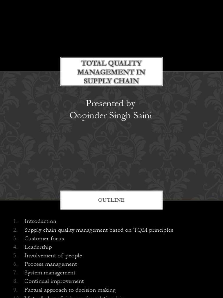 Total Quality Management in Supply Chain | PDF | Supply Chain | Quality ...