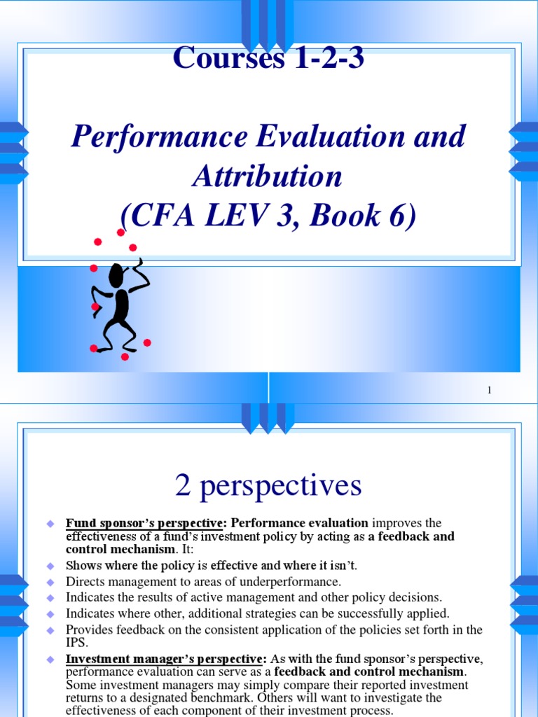 CFA Performance Evaluation Amp Attribution | PDF | Sharpe Ratio | Active Management