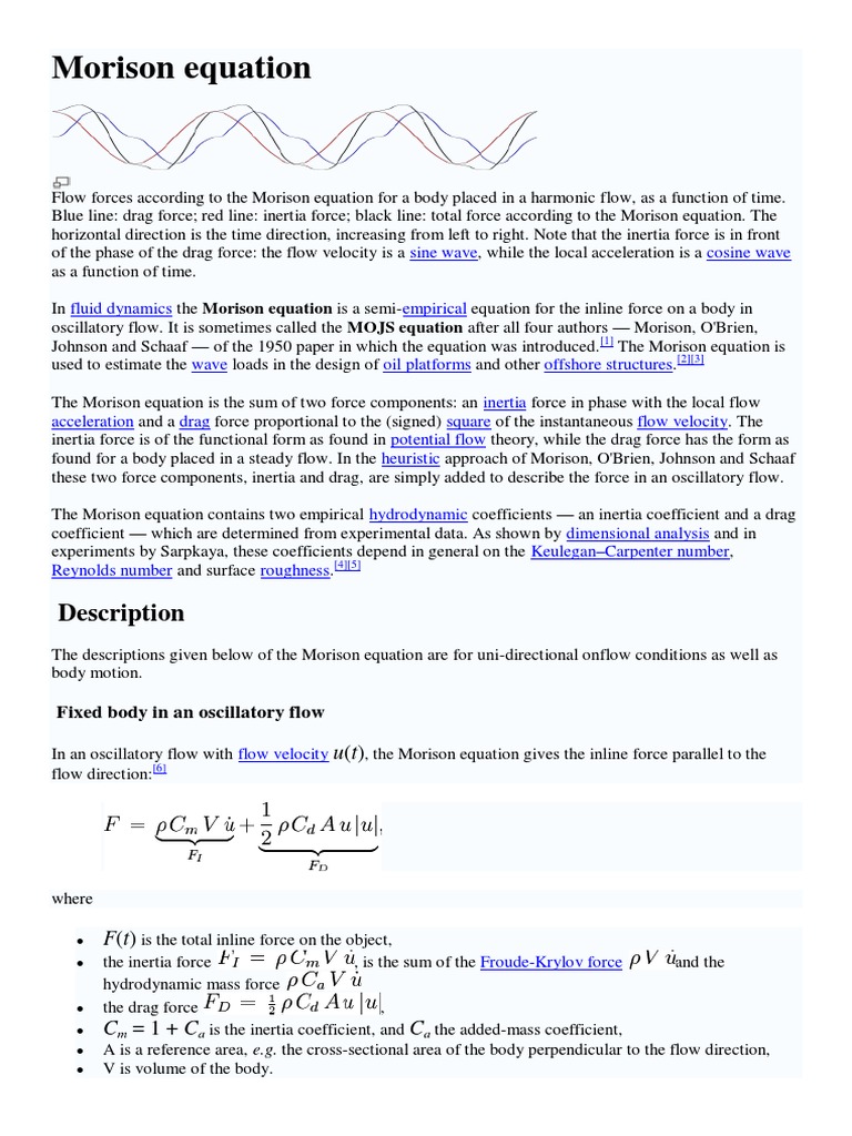 Morison Equation: Fluid Dynamics Forces | PDF | Motion (Physics) | Dynamics (Mechanics)